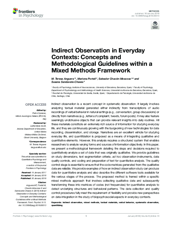 (PDF) Indirect Observation in Everyday Contexts: Concepts and ...