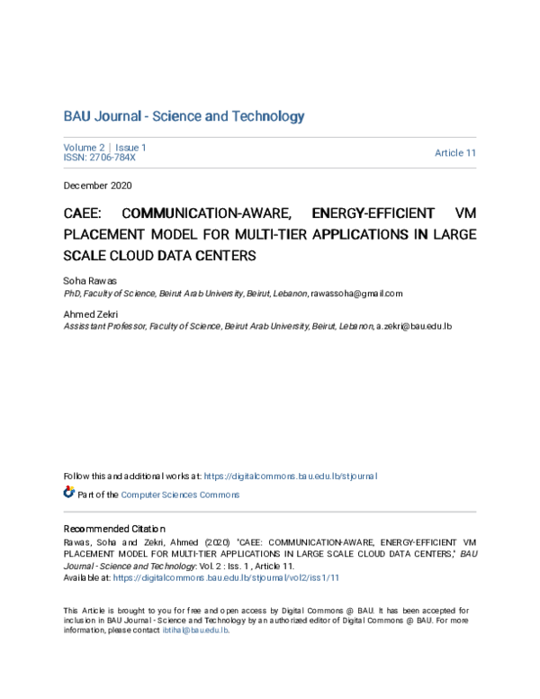 Pdf Caee Communication Aware Energy Efficient Vm Placement Model