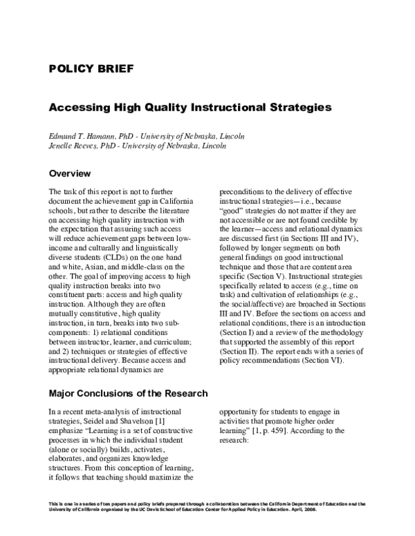 (PDF) Accessing High-Quality Instructional Strategies