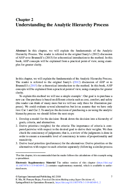 (PDF) Understanding the Analytic Hierarchy Process