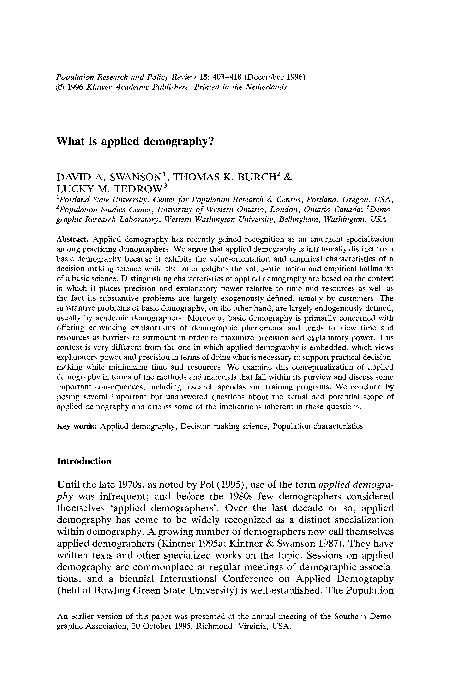 (PDF) What is applied demography?