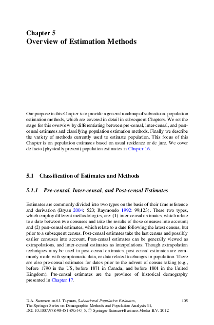 (PDF) Overview of Estimation Methods