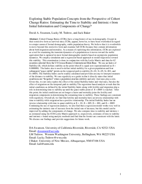 (PDF) Exploring Stable Population Concepts from the Perspective of ...