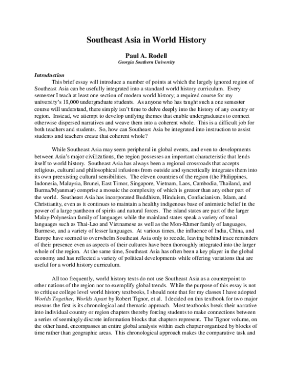 (PDF) Southeast Asia in World History