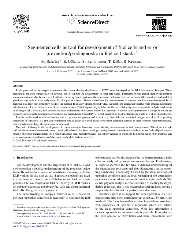 (PDF) Segmented cells as tool for development of fuel cells and error ...