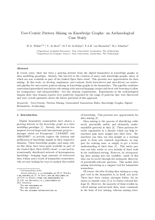 (PDF) User-centric pattern mining on knowledge graphs: An archaeological case study