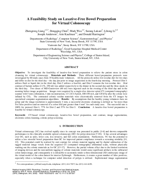 (PDF) A feasibility study on laxative-free bowel preparation for ...