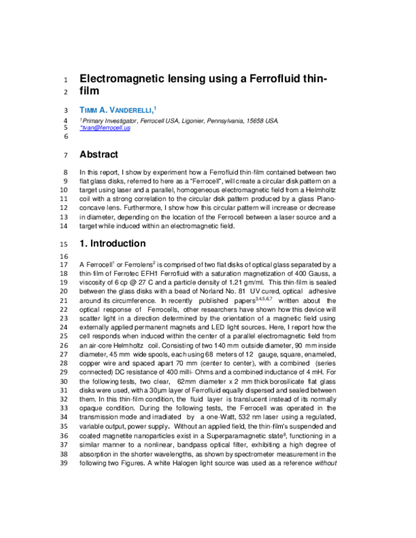 (PDF) Electromagnetic lensing using a flat-glass Ferrocell