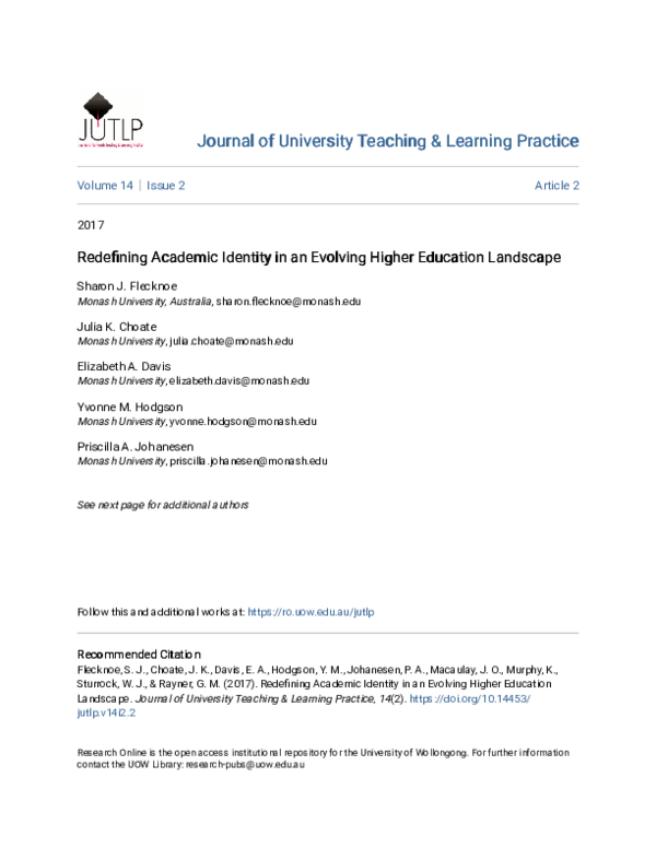 (PDF) Redefining Academic Identity in an Evolving Higher Education ...
