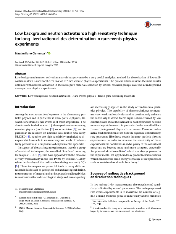 (PDF) Low background neutron activation: a high sensitivity technique ...