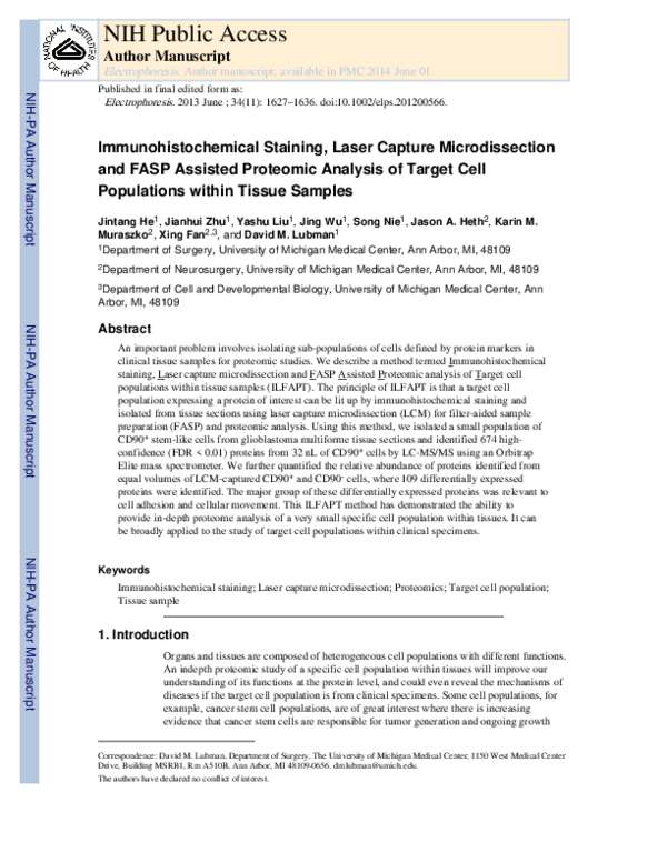 (PDF) Immunohistochemical staining, laser capture microdissection, and ...