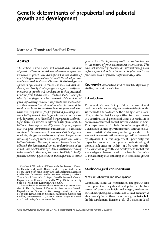 Pdf Genetic Determinants Of Prepubertal And Pubertal Growth And