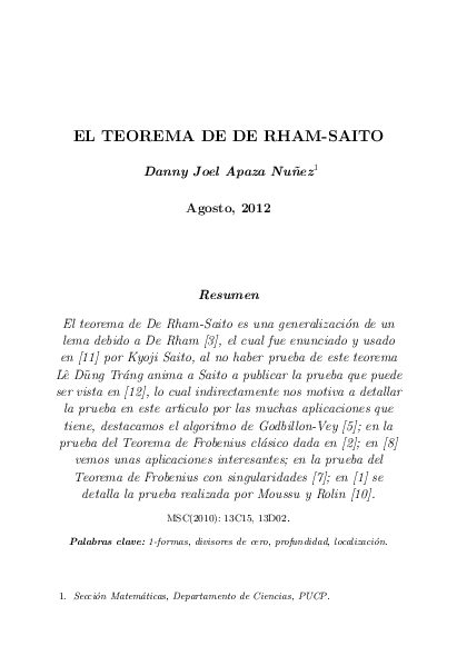 (PDF) El Teorema de De Rham-Saito | Danny Nunez - Academia.edu