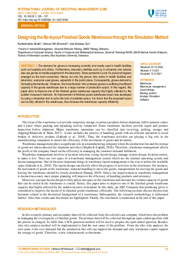 (PDF) Designing the Re-layout Finished Goods Warehouse through the ...