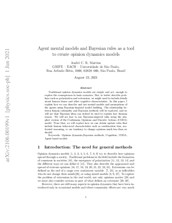 (PDF) Agent mental models and Bayesian rules as a tool to create ...