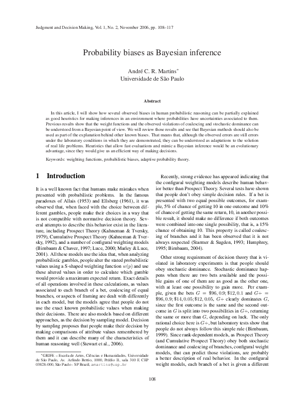 (PDF) Probability biases as Bayesian inference