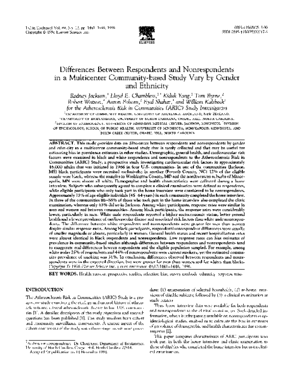 (PDF) Gender and Ethnicity Differences in Respondent Bias in ARIC Study