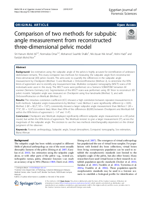 (PDF) Comparison of two methods for subpubic angle measurement from ...