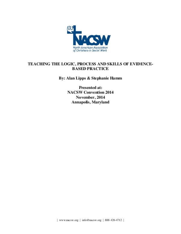 (PDF) Teaching the Logic, Process and Skills of Evidence- Based Practice