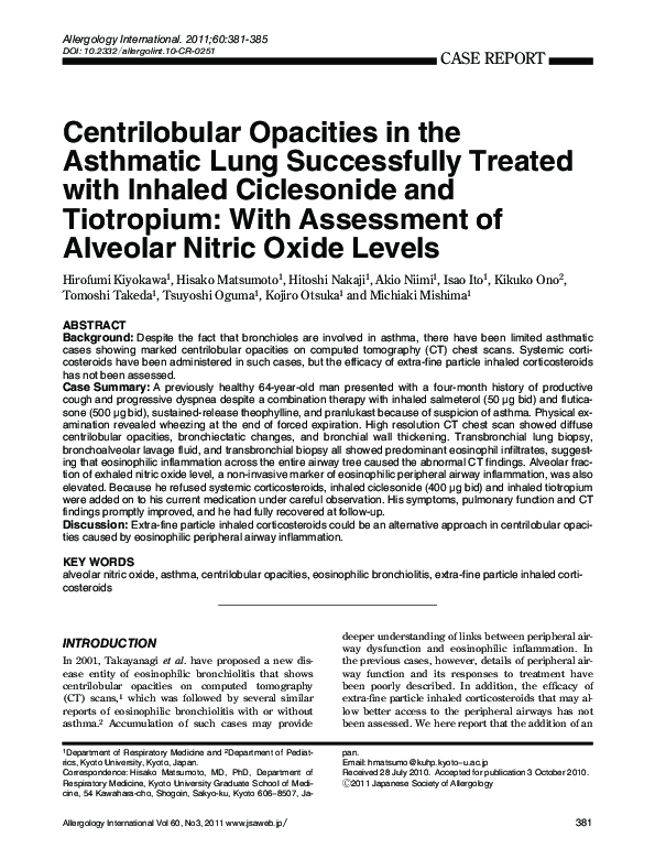 (PDF) Centrilobular Opacities in the Asthmatic Lung Successfully ...