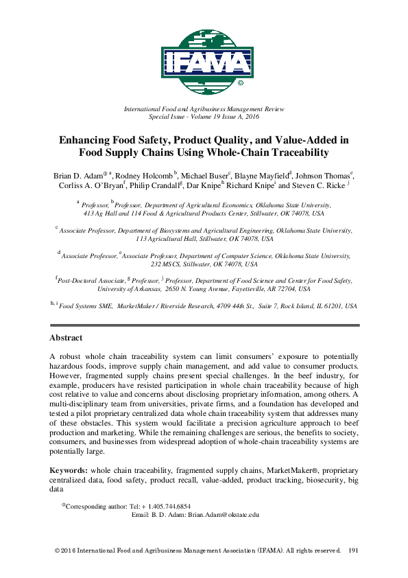 (PDF) Enhancing Food Safety, Product Quality, and Value-Added in Food ...
