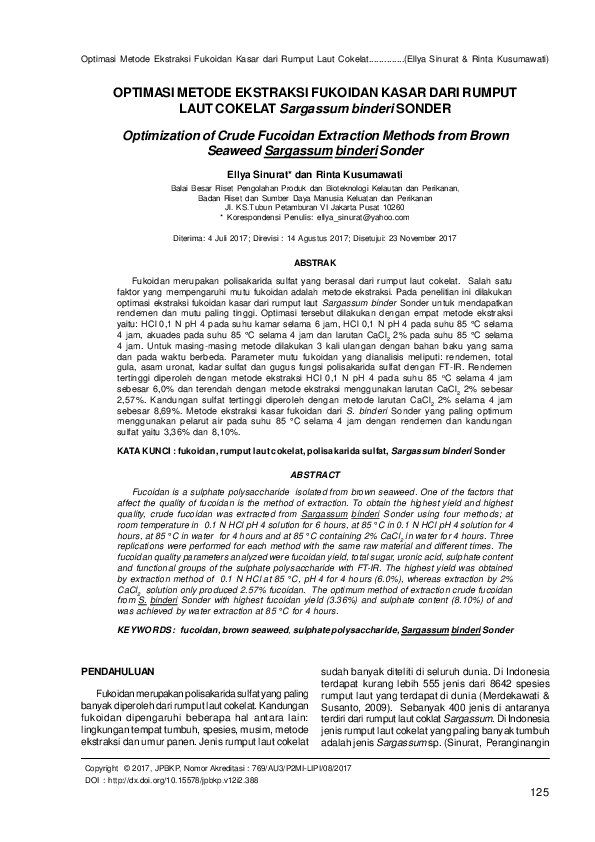 (PDF) Optimasi Metode Ekstraksi Fukoidan dari Rumput Laut Cokelat ...