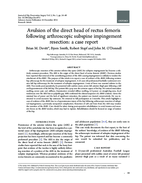 (PDF) Avulsion of the direct head of rectus femoris following ...