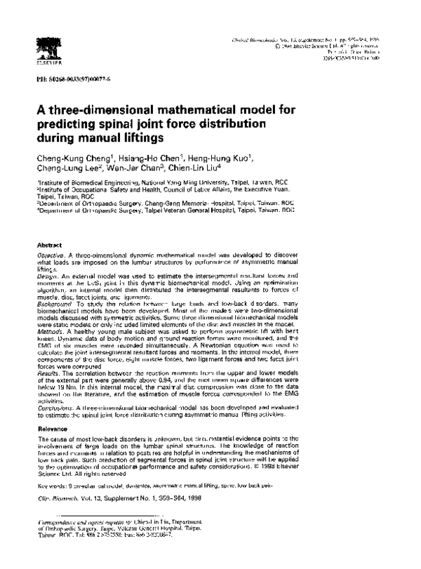(PDF) A three-dimensional mathematical model for predicting spinal ...