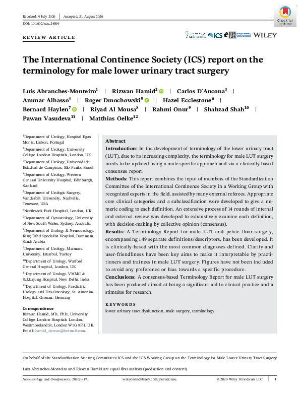 (PDF) The International Continence Society (ICS) report on the ...