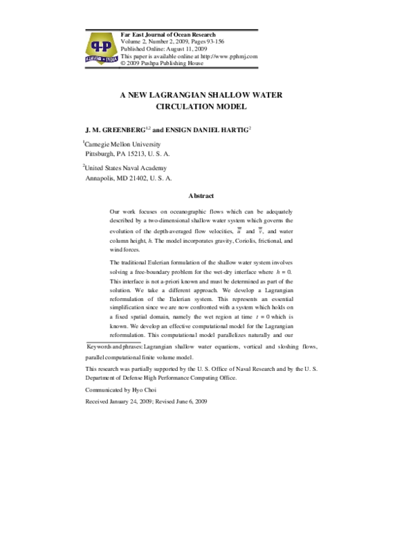 (PDF) A New Lagrangian Shallow Water Circulation Model