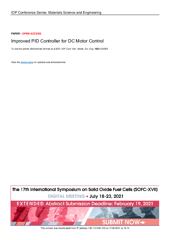 (PDF) Improved PID Controller for DC Motor Control