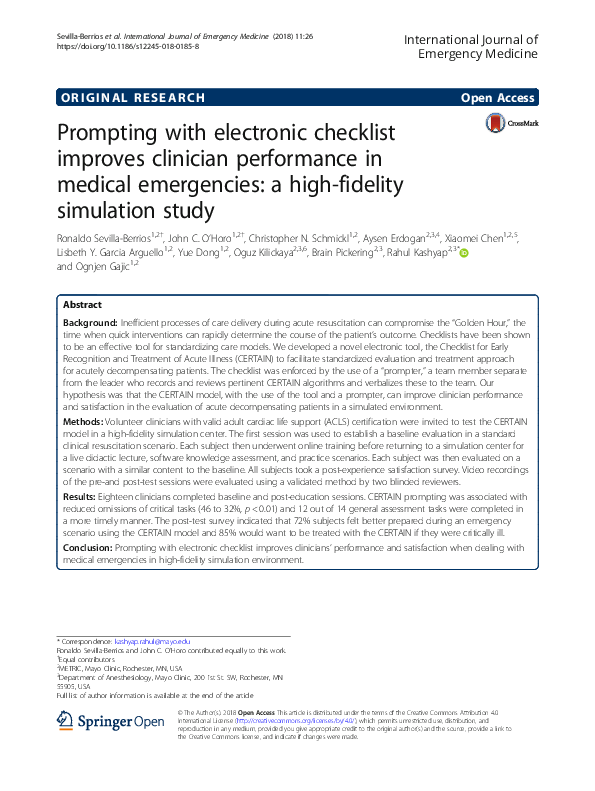 (PDF) Prompting with electronic checklist improves clinician ...