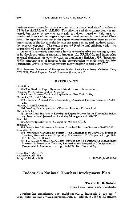 (PDF) Indonesia's National Tourism Development Plan