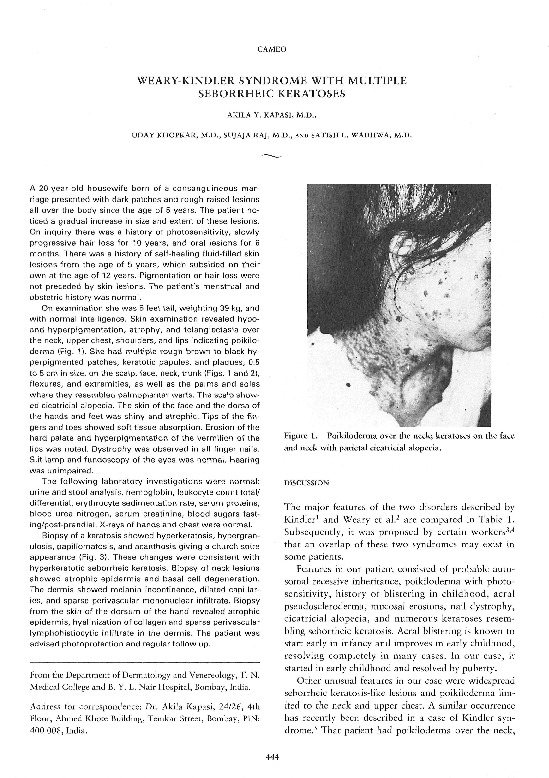 (PDF) Weary‐Kindler Syndrome with Multiple Seborrheic Keratoses