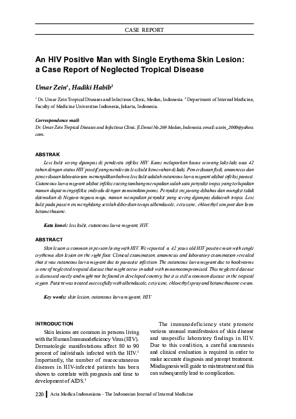 (PDF) An HIV positive man with single erythema skin lesion: a case ...