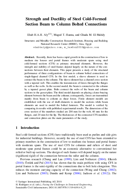 (PDF) Flexural Strength Behaviour of Bolted Built-Up Cold-Formed Steel ...