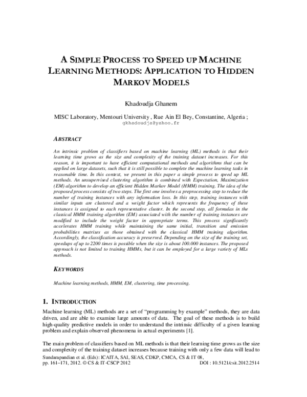 (PDF) A Simple Process to Speed up Machine Learning Methods ...
