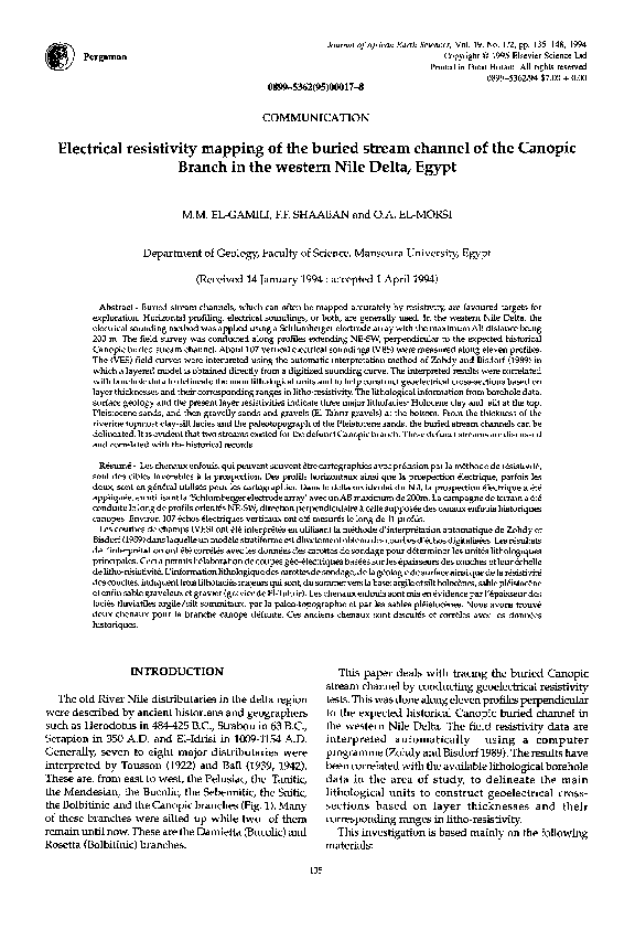 (PDF) Electrical resistivity mapping of the buried stream channel of ...