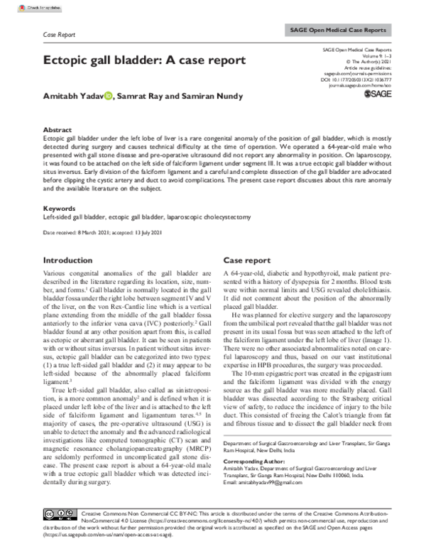 (PDF) Ectopic gall bladder: A case report