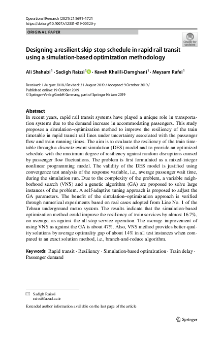 (PDF) Designing a resilient skip-stop schedule in rapid rail transit using a simulation-based ...