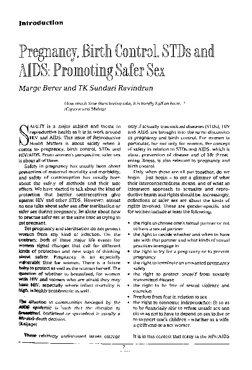 (PDF) Pregnancy birth control, STDs and AIDS: Promoting safer sex