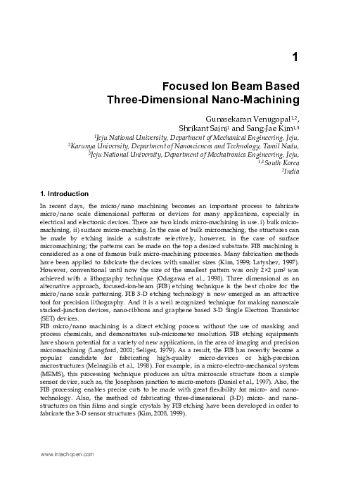 (PDF) Focused Ion Beam Based Three-Dimensional Nano-Machining