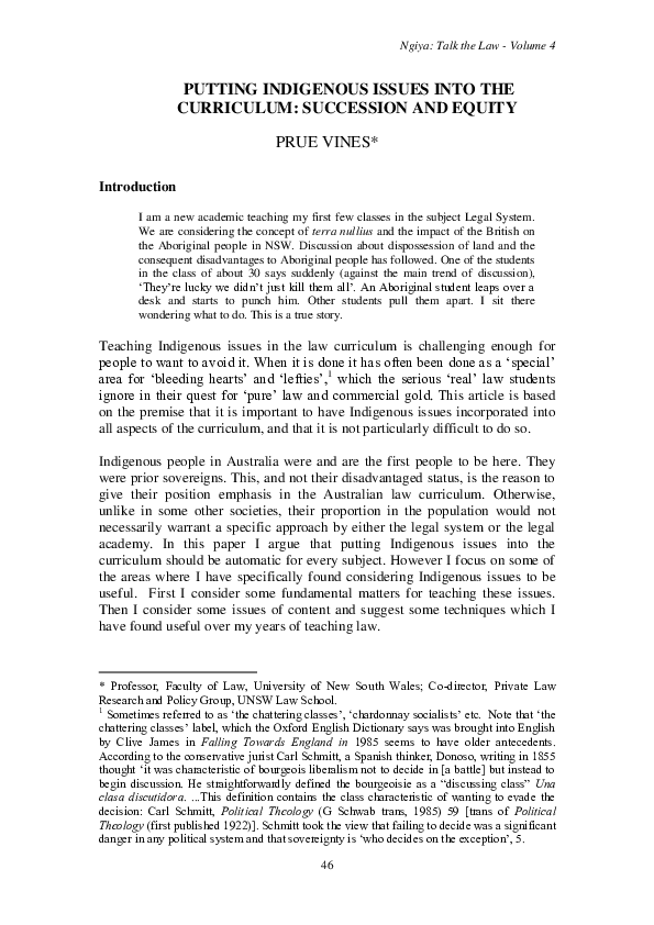 (PDF) Putting Indigenous Issues into the Curriculum: Succession and ...
