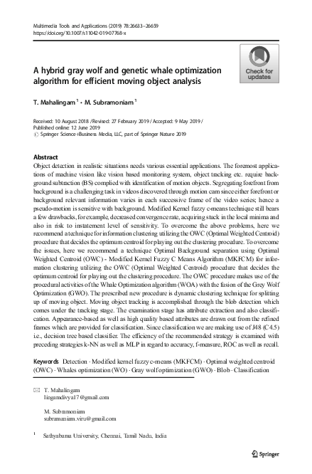 Pdf A Hybrid Gray Wolf And Genetic Whale Optimization Algorithm For Efficient Moving Object