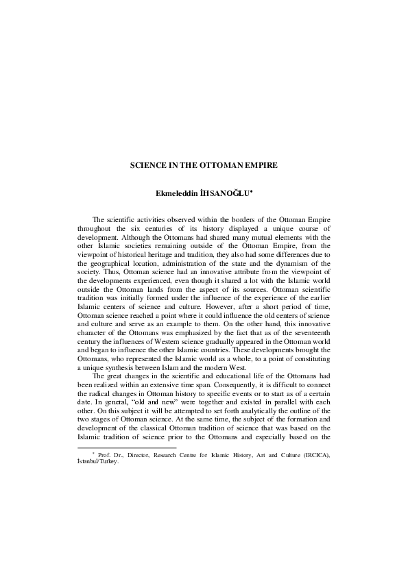 (PDF) Science in the Ottoman Empire