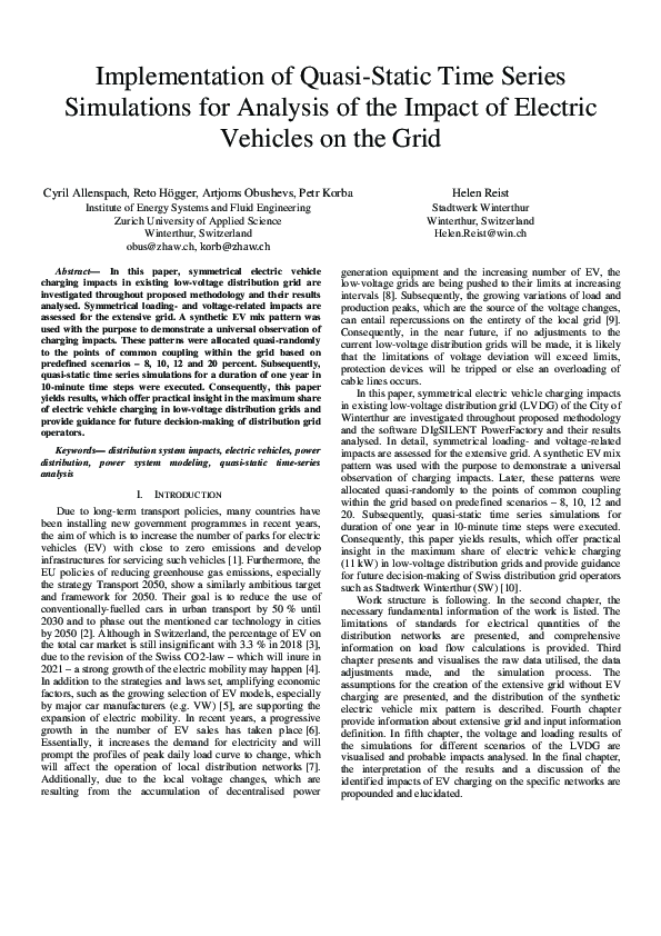 (PDF) Implementation of Quasi-Static Time Series Simulations for Analysis of the Impact of ...