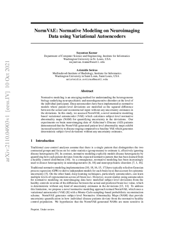 Pdf Normvae Normative Modeling On Neuroimaging Data Using