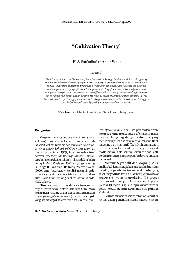 (PDF) Cultivation Theory