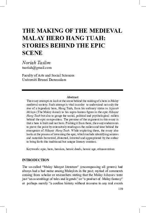 (PDF) The Making of the Medieval Malay Hero Hang Tuah : Stories Behind ...