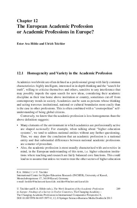 (PDF) The European Academic Profession or Academic Professions in Europe?